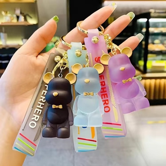 Accessories | Acrylic Bear Keychain Transparent Frosted Bowknot Bear ...